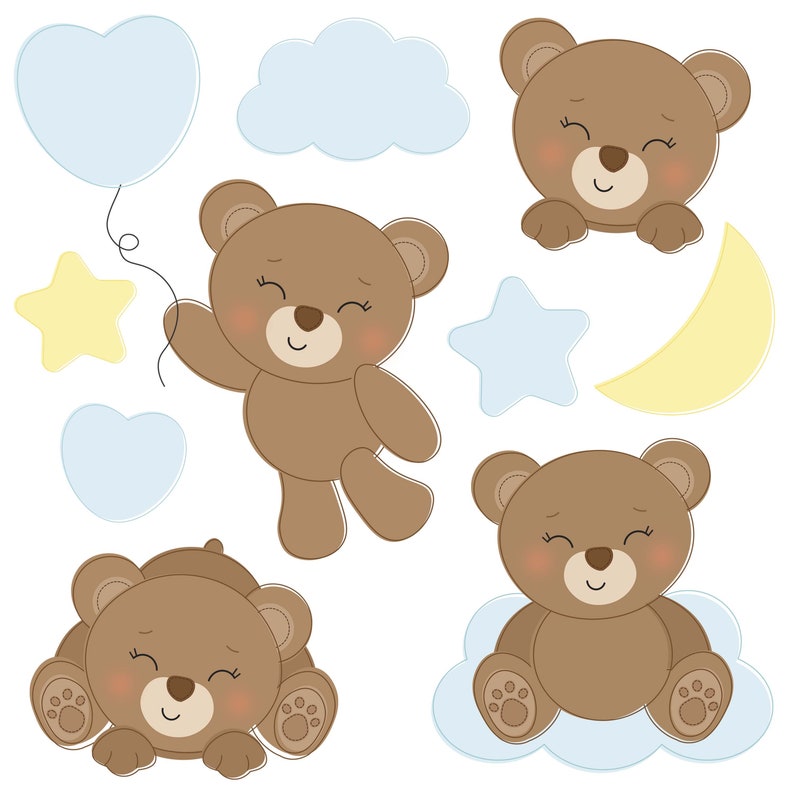 Baby Bear Clipart Baby Shower Nursery Clipart Commercial - Etsy