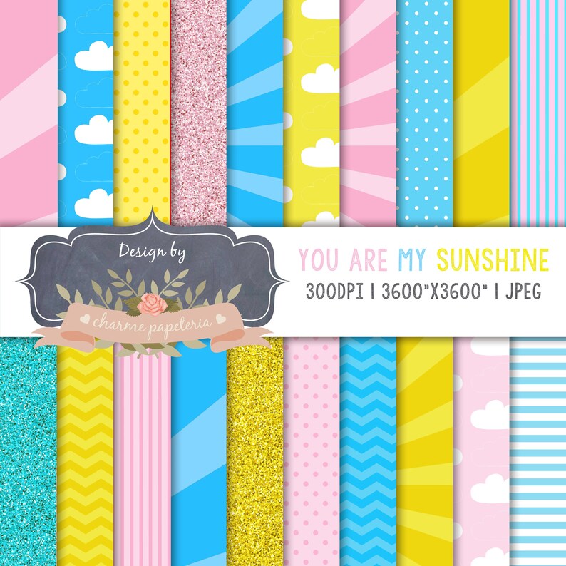 You Are My Sunshine, Clouds Digital Paper, Dreams Paper, Decoupage ...