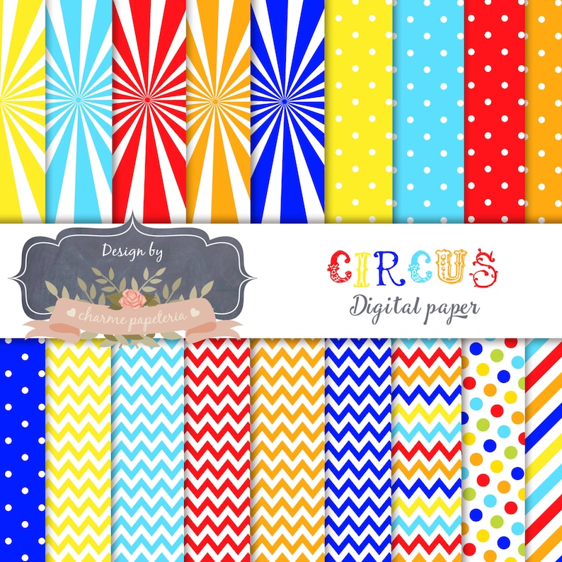 SALE Circus Paper Pack Circus Party Paper Scrapbook Paper - Etsy