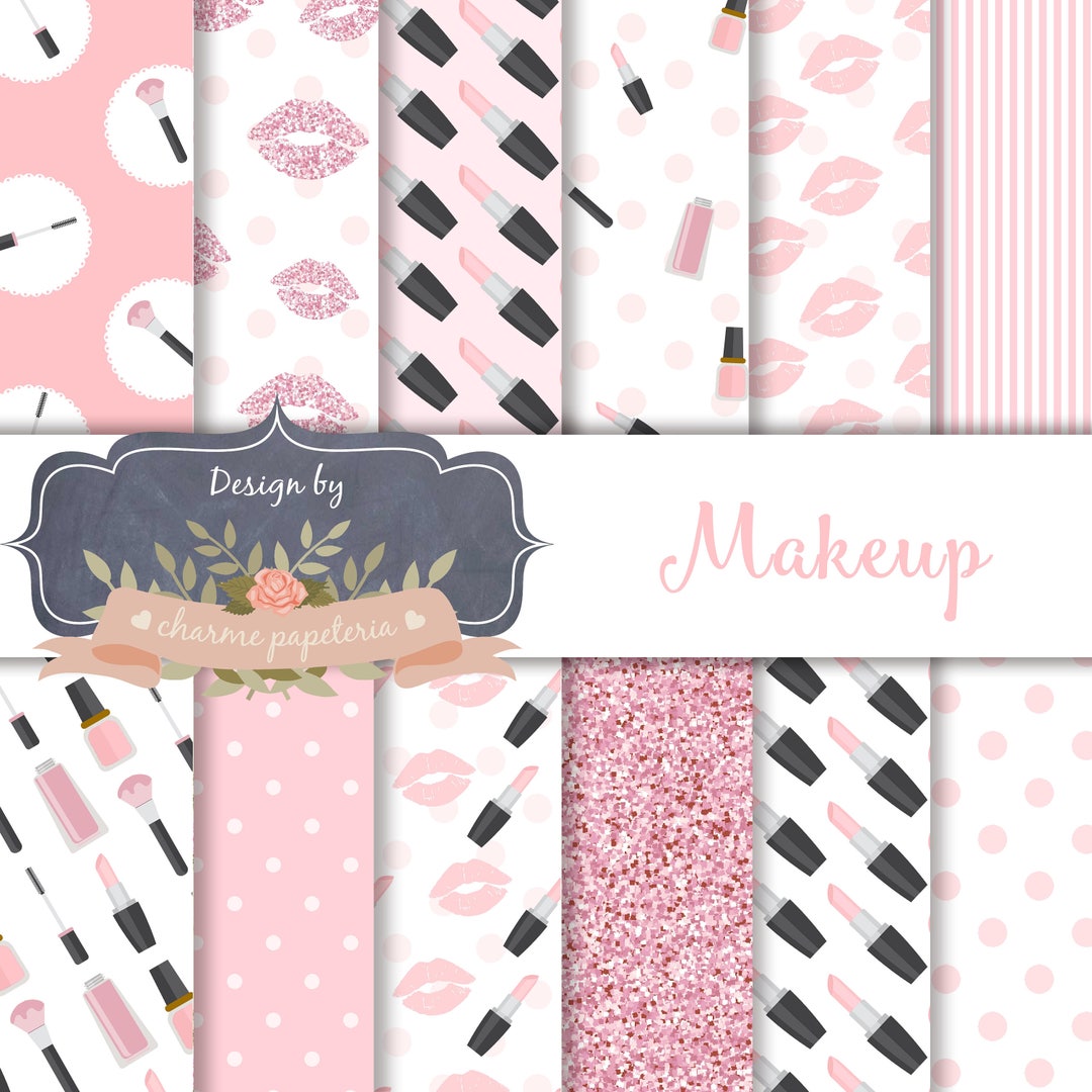 Makeup Digital Paper Pink Seamless Lipstick & Nail Polish - Etsy
