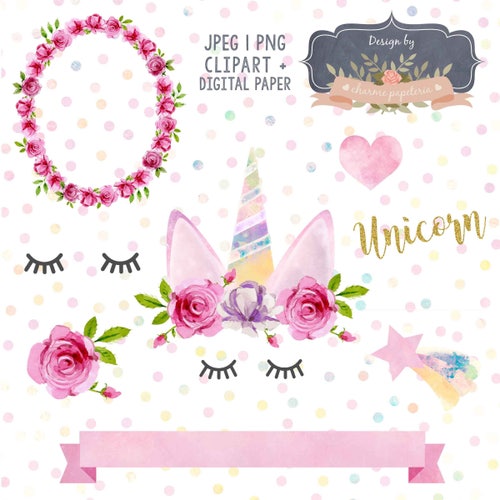 Rainbow Unicorn Digital Paper Set Cut Unicorn Scrapbook | Etsy