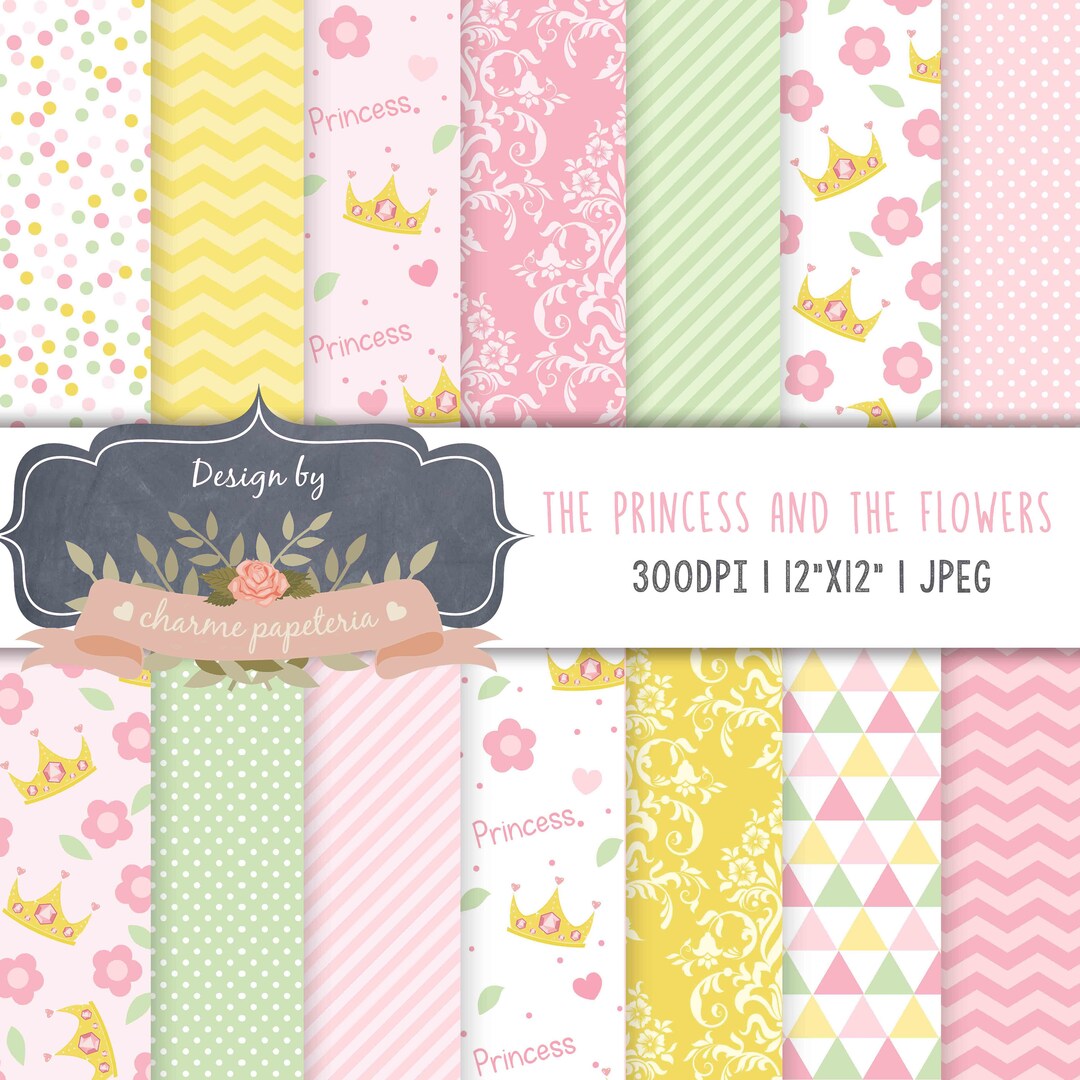 Royal Princess Baby Pink Digital Papers, Floral Princess Paper, Royal ...