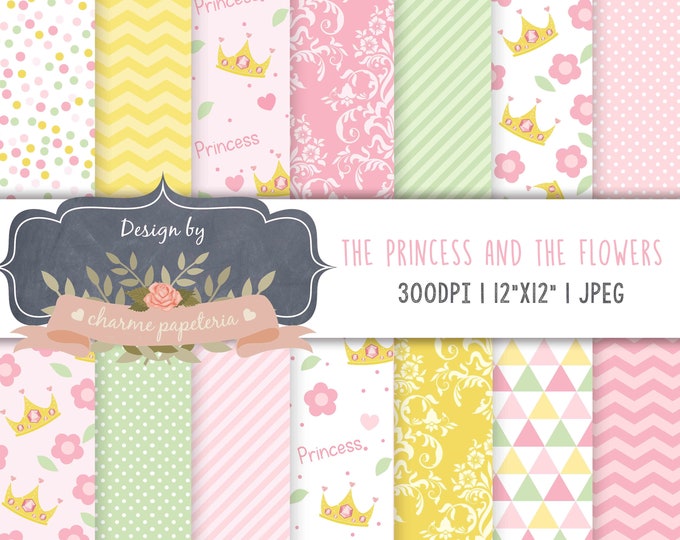 Crown Digital Papers and Clipart, Royal Princess Girl Baby Shower ...