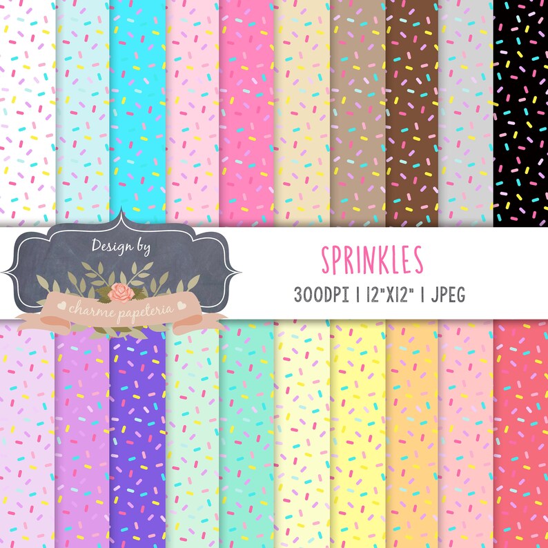 Sprinkles Digital Paper, Ice Cream Party Digital Paper, Sweets, Dessert ...