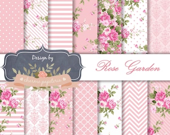 Shabby Chic Digital Paper, Floral Digital Paper, Decoupage Paper ...