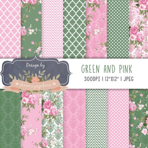 Shabby Chic Digital Paper: romantic Pink Blue - Etsy