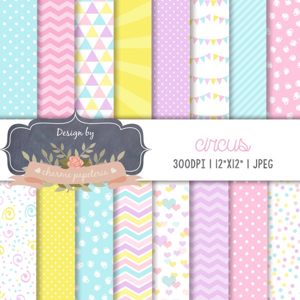 Circus Digital Paper - Etsy