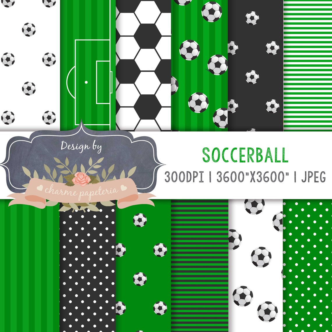 Soccerball Digital Paper Soccer Background Sports Paper - Etsy