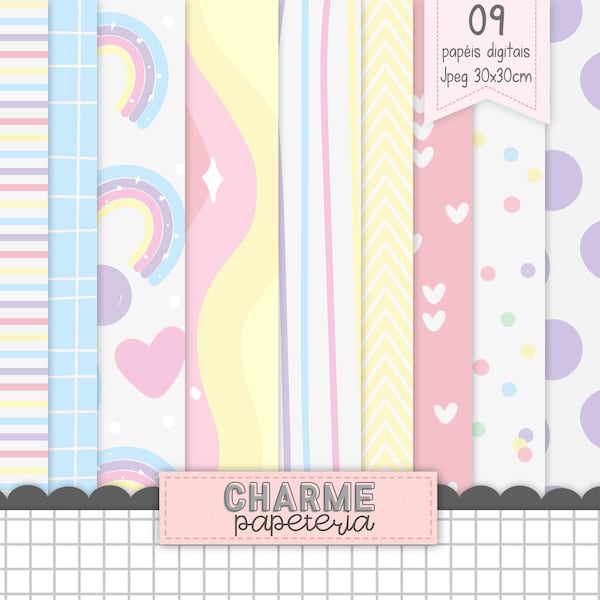 Pastel Rainbow Digital Paper - Etsy