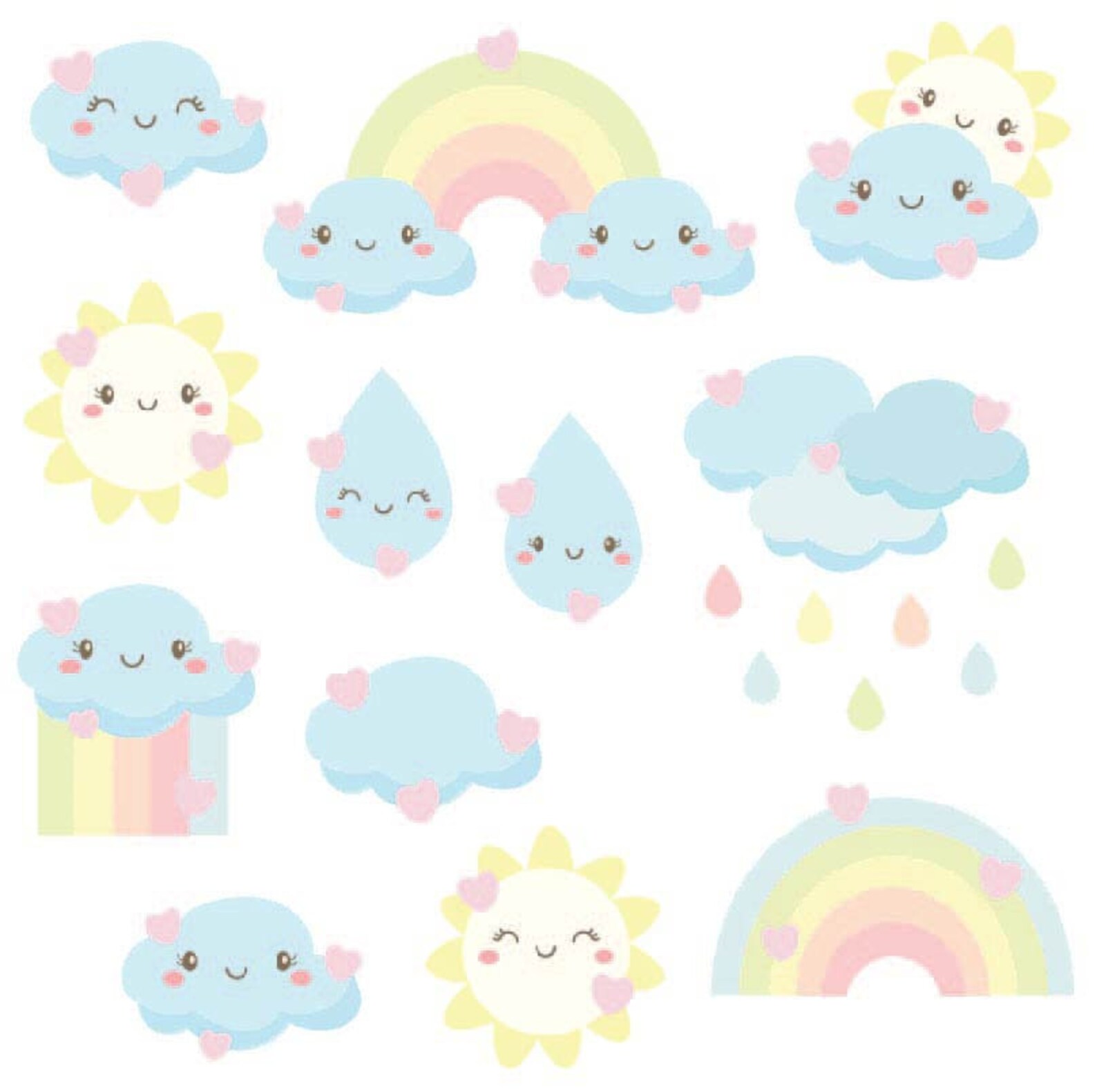 Weather Clipart Cute Rainbow Clipart Weather Party - Etsy