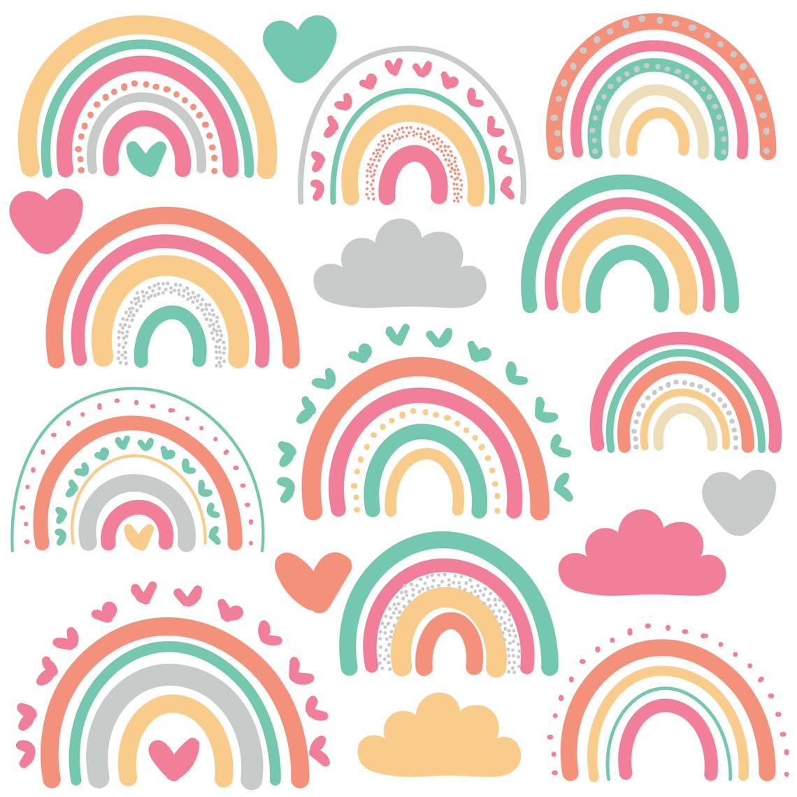 Happy Rainbows Colorfull Rainbow clipart digital clip art | Etsy