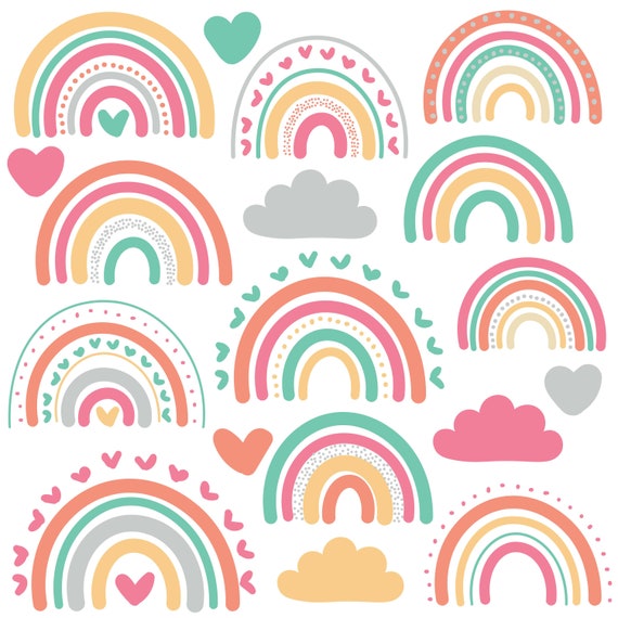 Happy Rainbows Colorfull Rainbow Clipart Digital Clip Art - Etsy