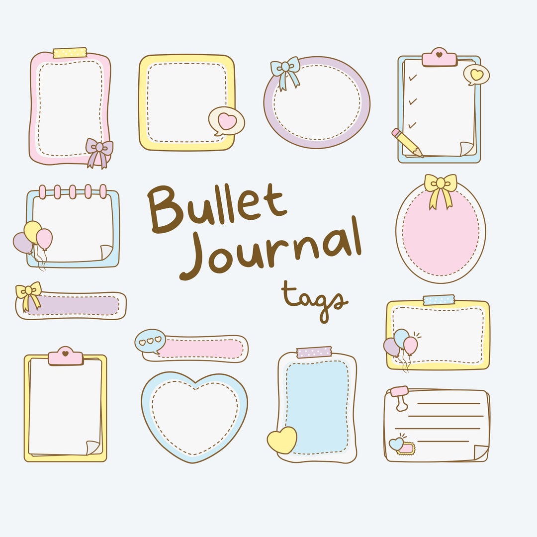 Bullet Journal Tags Clipart, Cute Tags, Planner - Etsy