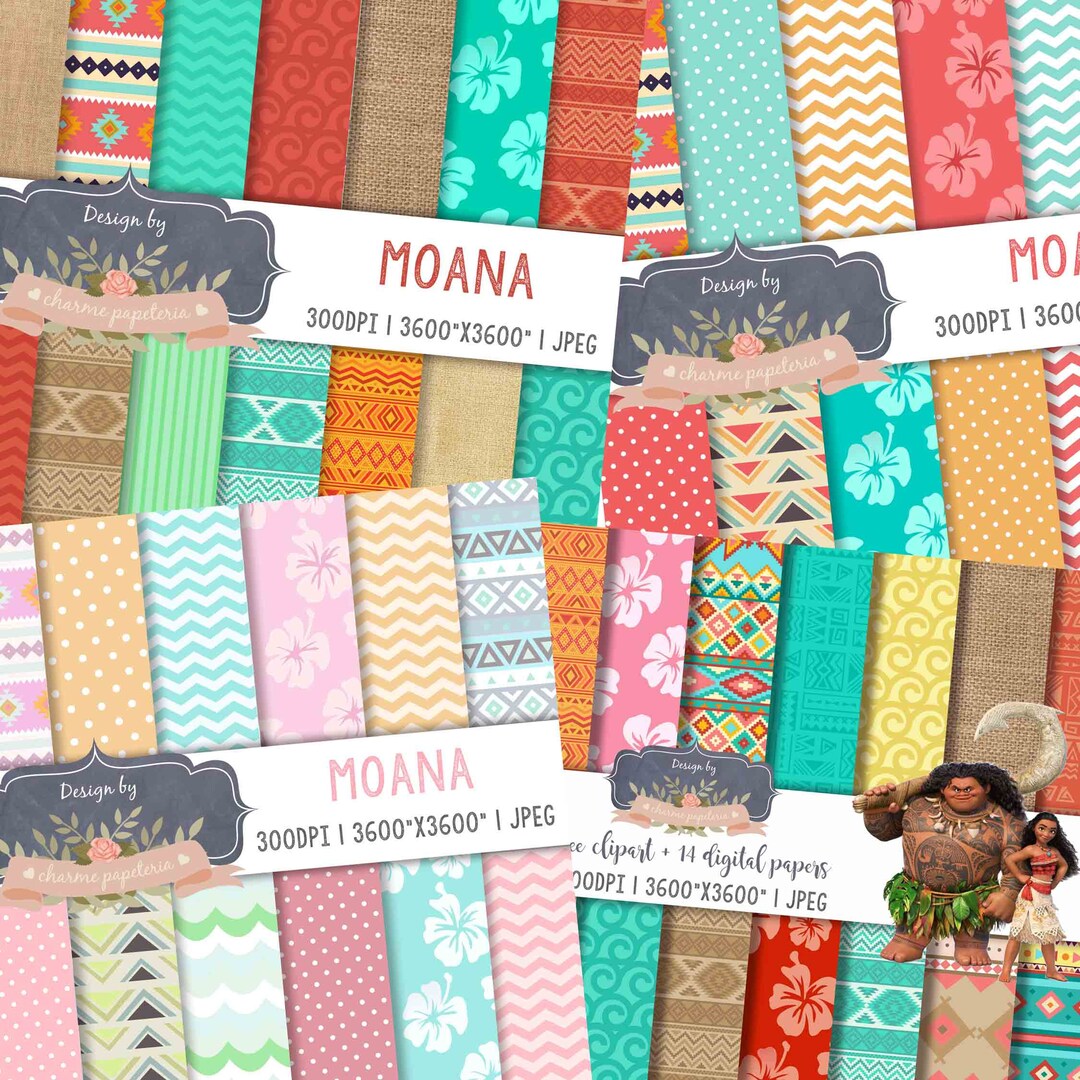 Moana Digital Paper Moana Princess Moana Maui Turtle Digital - Etsy ...