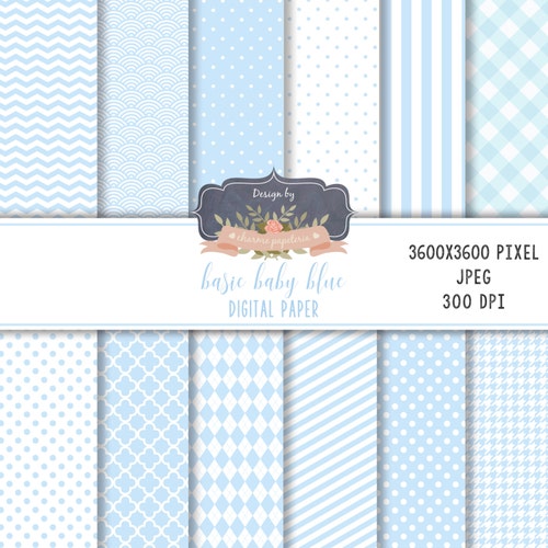 Baby Boy Digital Paper Baby Shower Scrapbook Blue & Grey - Etsy