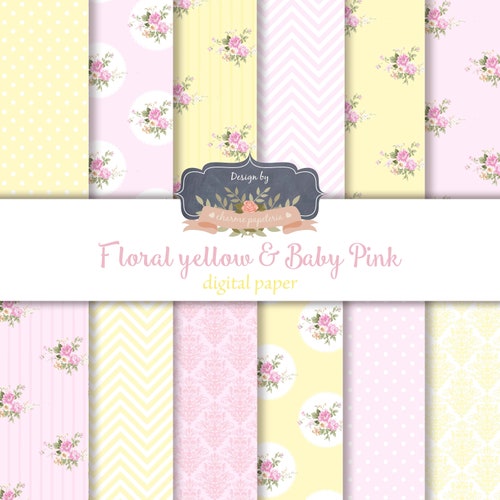 Yellow Digital Paper Floral Gold Digital Paper Pack Floral | Etsy