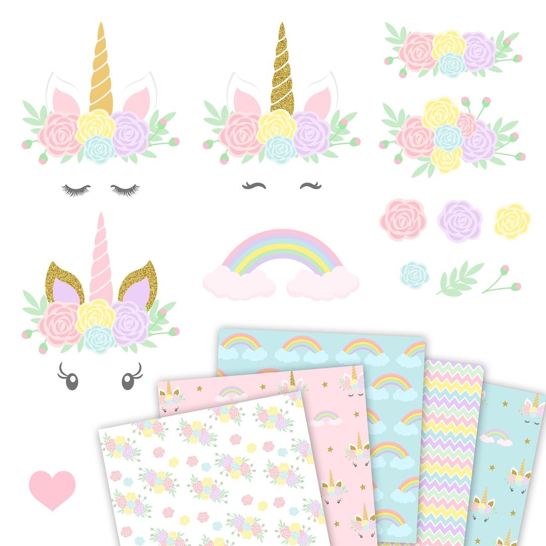 Unicorns Clipart, Gold Glitter Unicorns, Unicorn Head, Unicorn, Unicorn ...