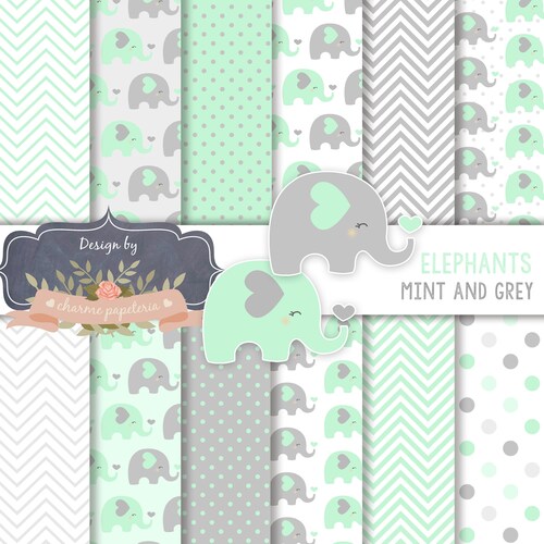 Gold Pale Pink Digital Paper Background Patterns Chevron Polka | Etsy ...