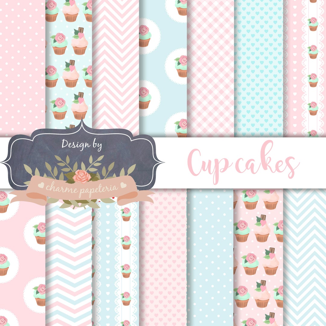Cupcake Digital Papers Cuppies Birthday Party Scrapbooking - Etsy