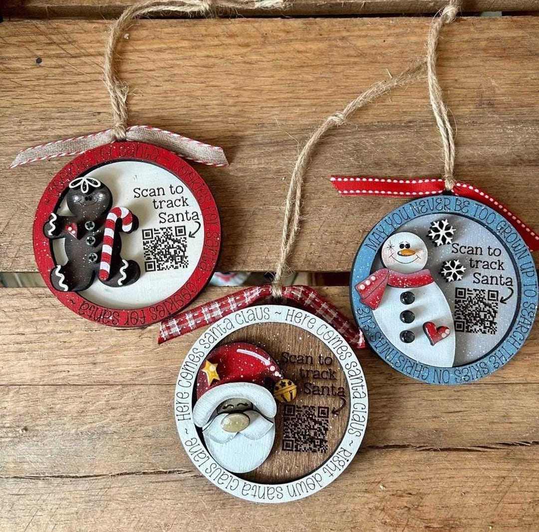 Scan to Track Santa Ornament, Santa Tracker Christmas Ornament, Snowman ...