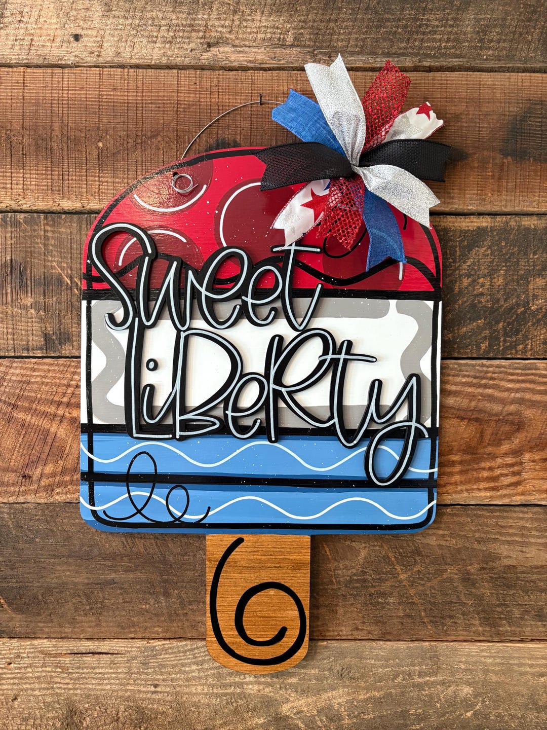 Patriotic Popsicle Door Hanger, Sweet Liberty Popsicle Sign, Red White ...