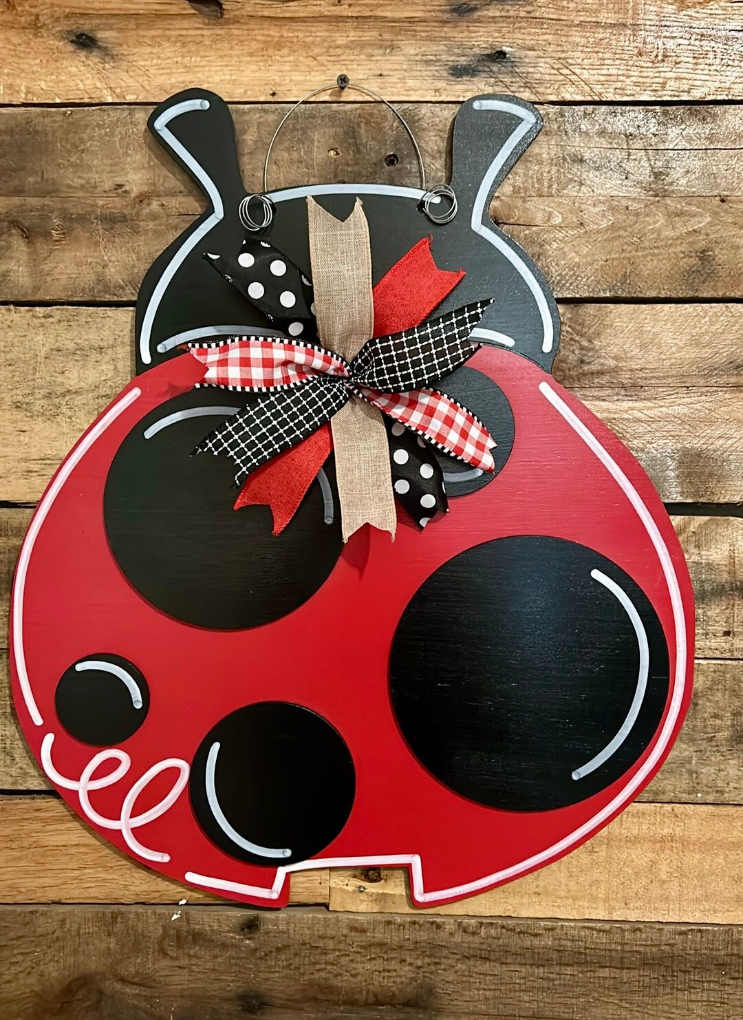 Ladybug Door Hanger Decor, Spring Ladybug Sign, Ladybug Wall Art With ...