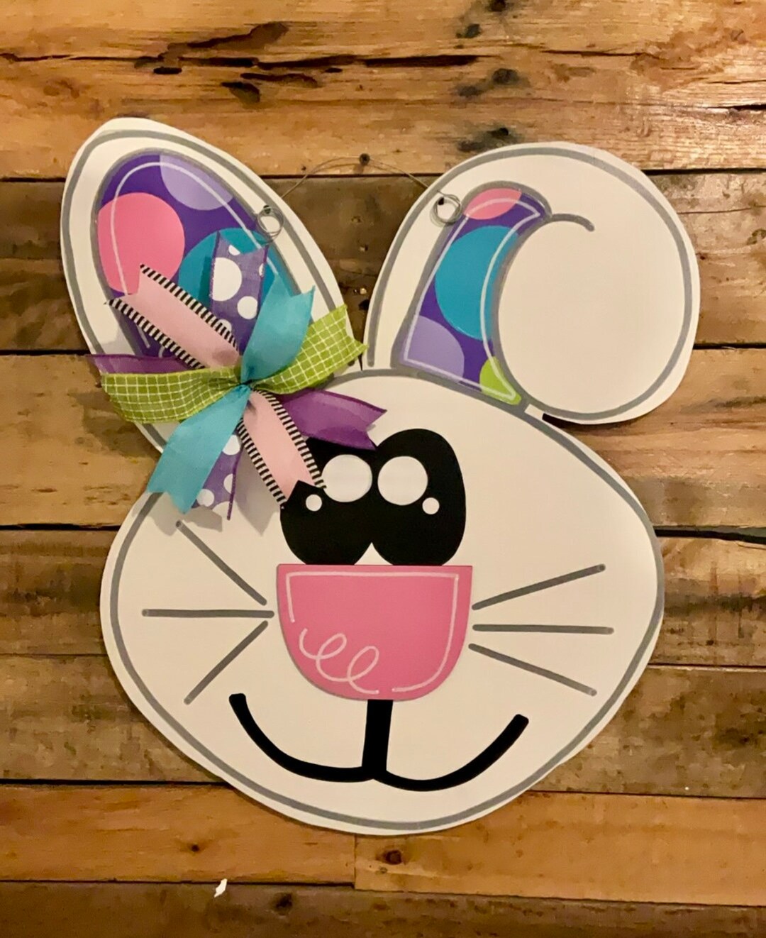 Easter Bunny Door Hanger, Bunny Face Porch Decor, Cute Spring Door Sign ...