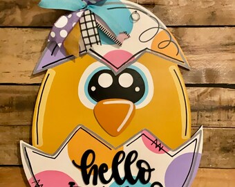 Hello Peeps, 18" Door Hanger - Etsy
