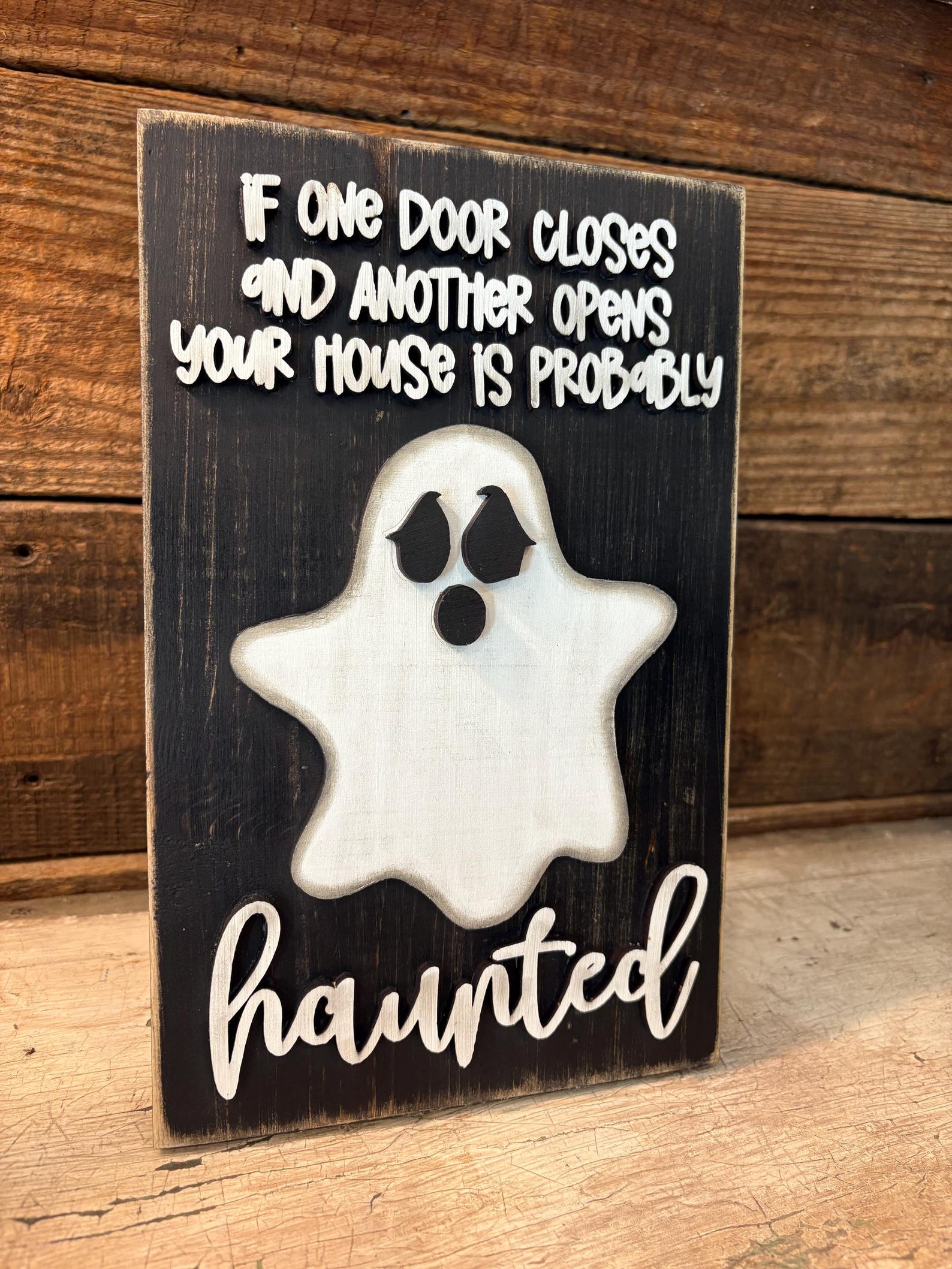 Funny Haunted House Sign, Ghost Halloween Decor Sign, If One Door ...