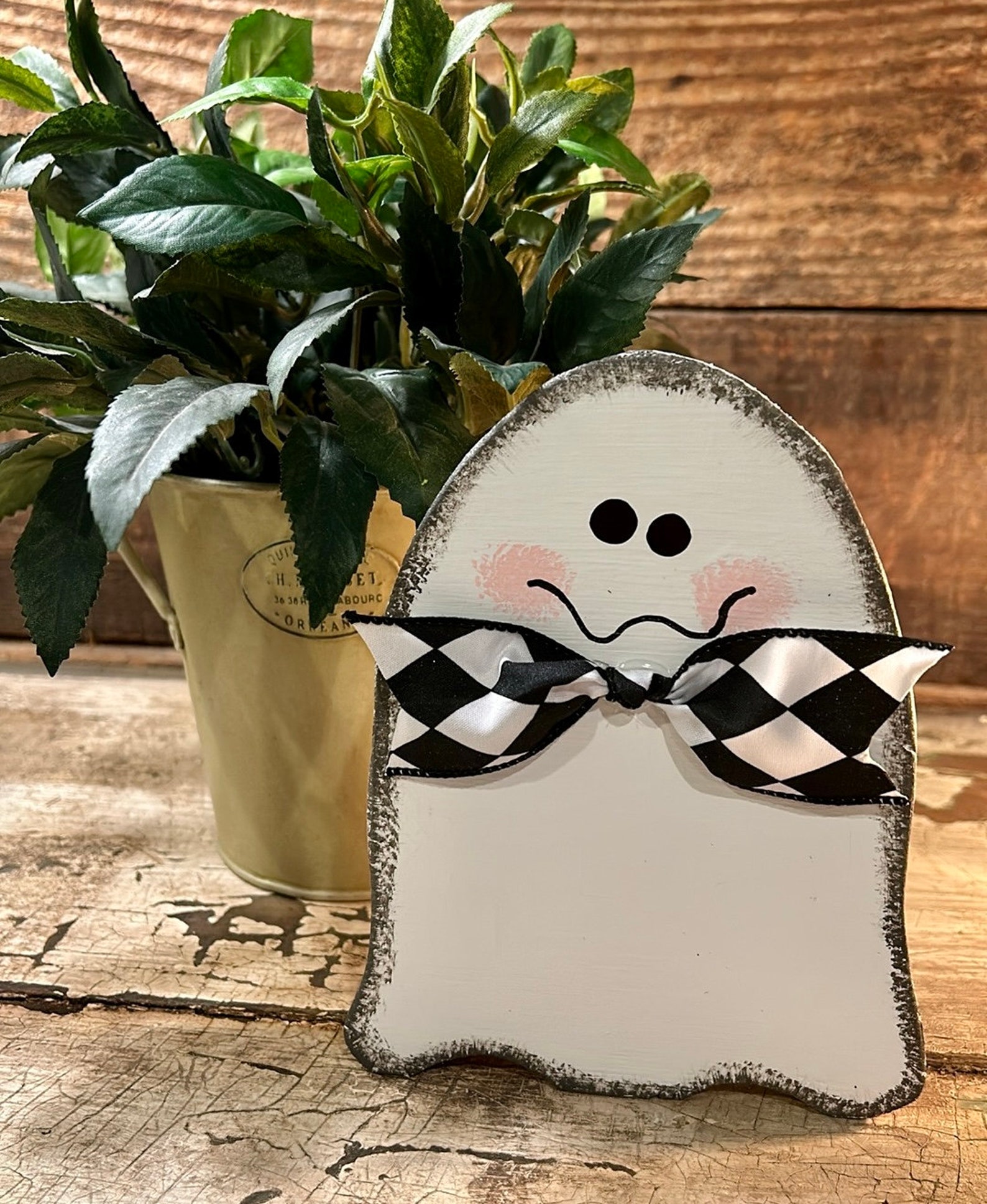 Handmade Wooden Ghost Shelf Sitters With Bows - Halloween Decor, Spooky ...