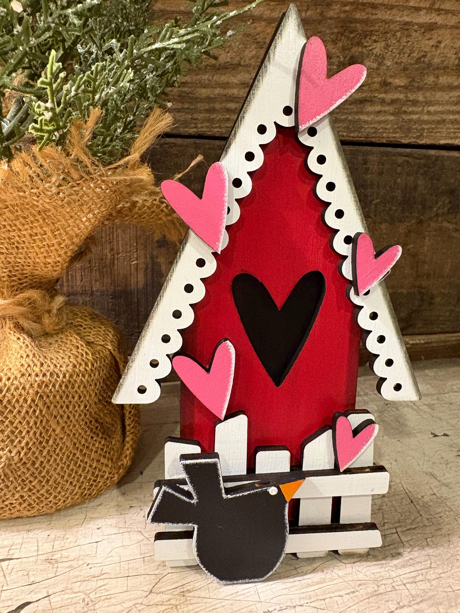 Valentine Birdhouse Decor, Hand Painted Valentine House, Rustic ...