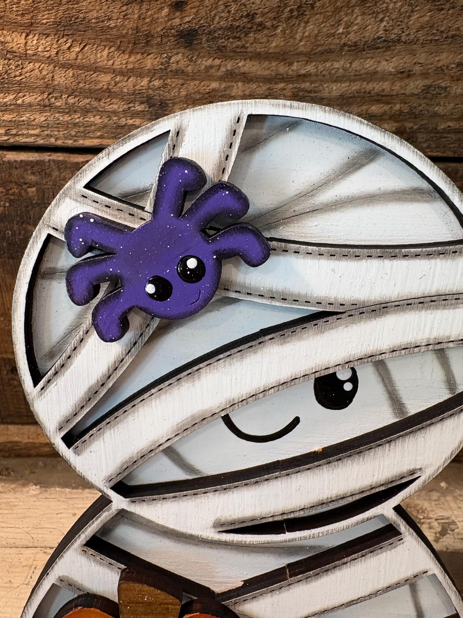 Halloween Mummy Decor, Cute Mummy Shelf Sitter, Pumpkin and Spider Sign ...