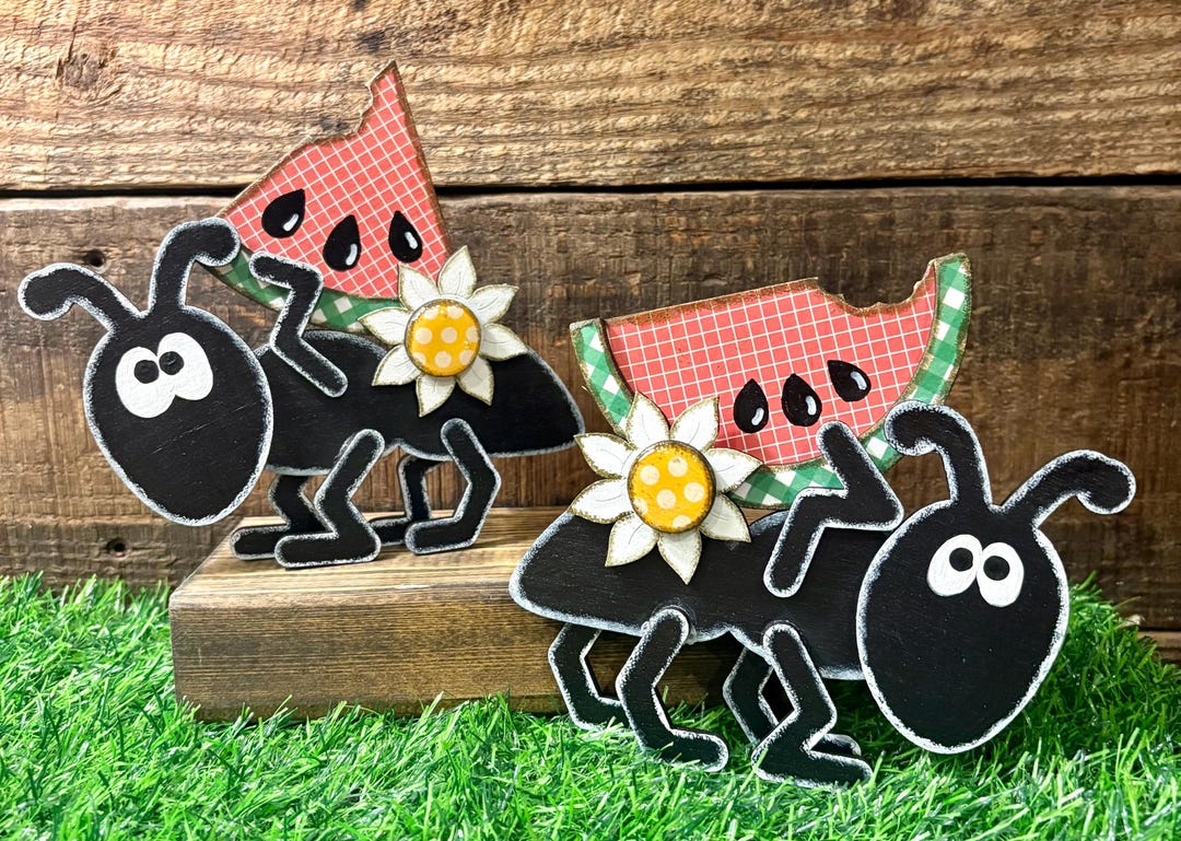 Summer Ant Watermelon Decor, Picnic Tiered Tray Ant Sign, Wooden Ant ...