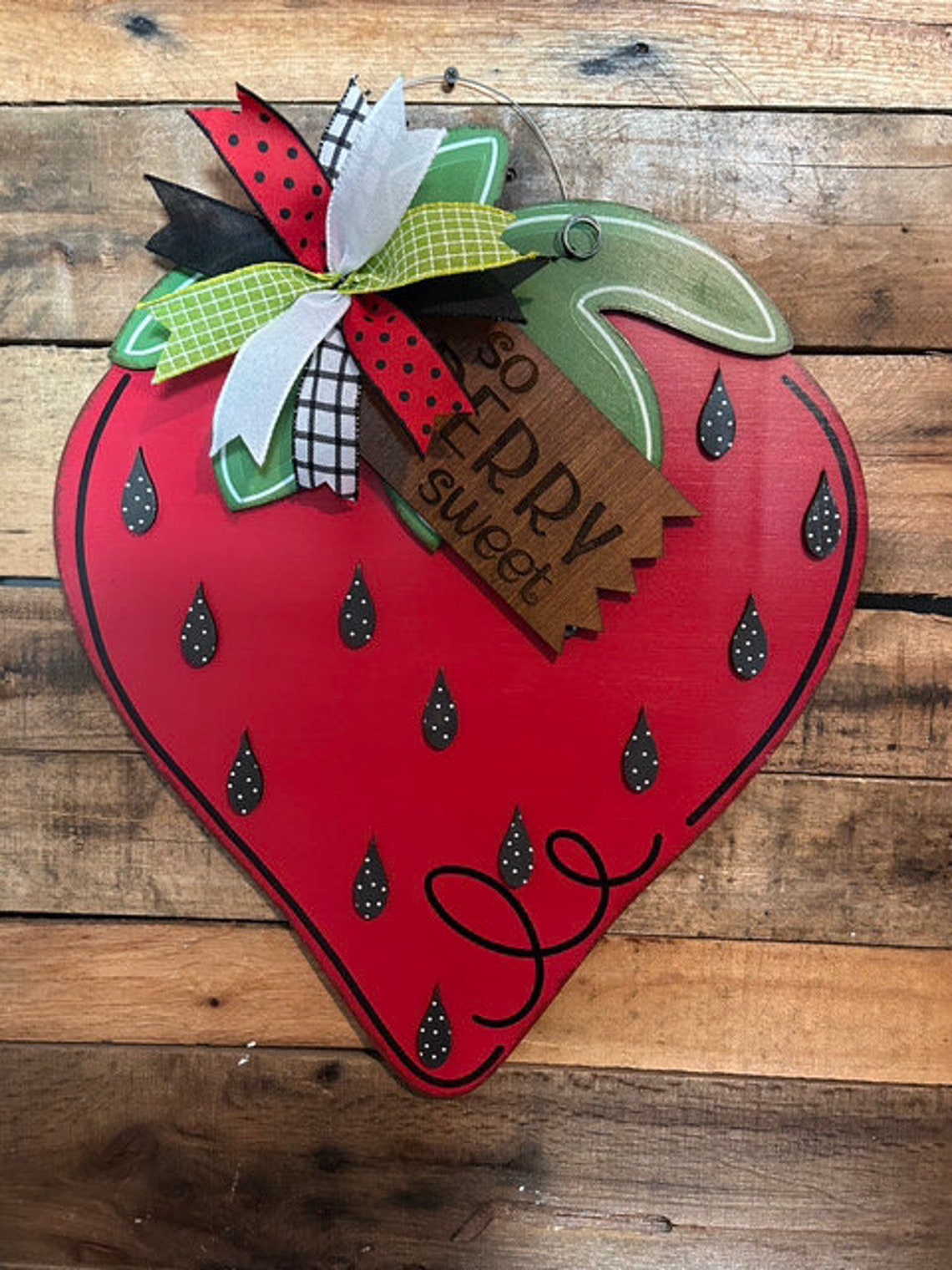Strawberry Door Hanger, Strawberry Sign, Strawberry Decor, Wood ...
