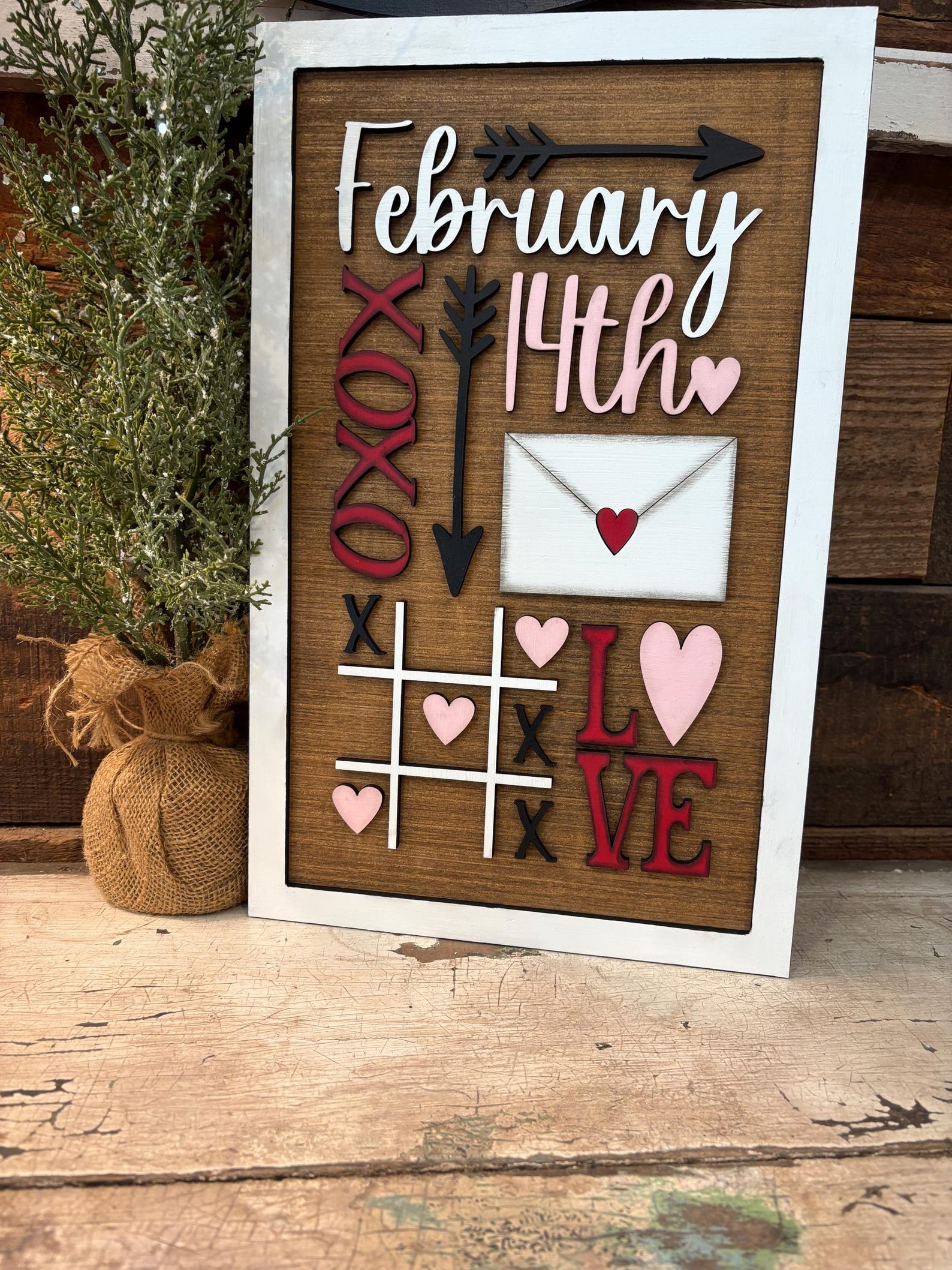 February 14th Valentine Shelf Decor, Valentine Framed Sign, Valentine ...