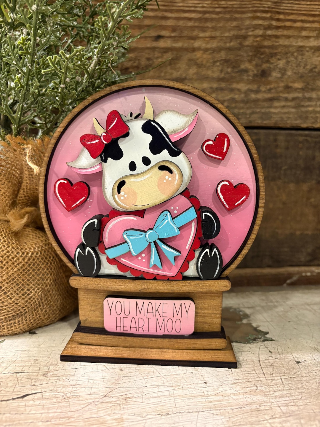 Valentine Cow Snow Globe Insert, Valentine Interchangeable Decor ...