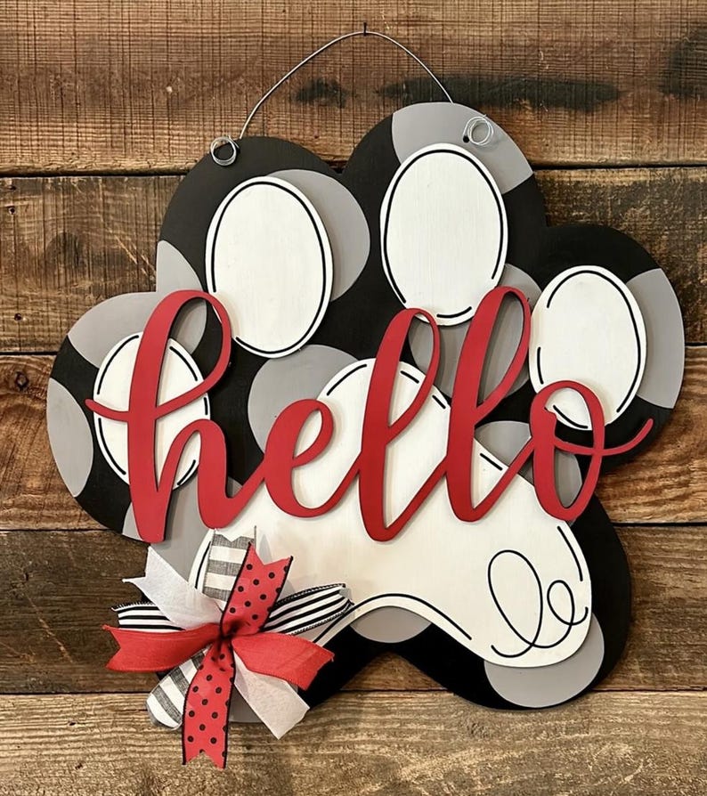 Hello Paw Door Hanger SVG, Pet Door Hanger SVG File, Digital Dog Paw ...