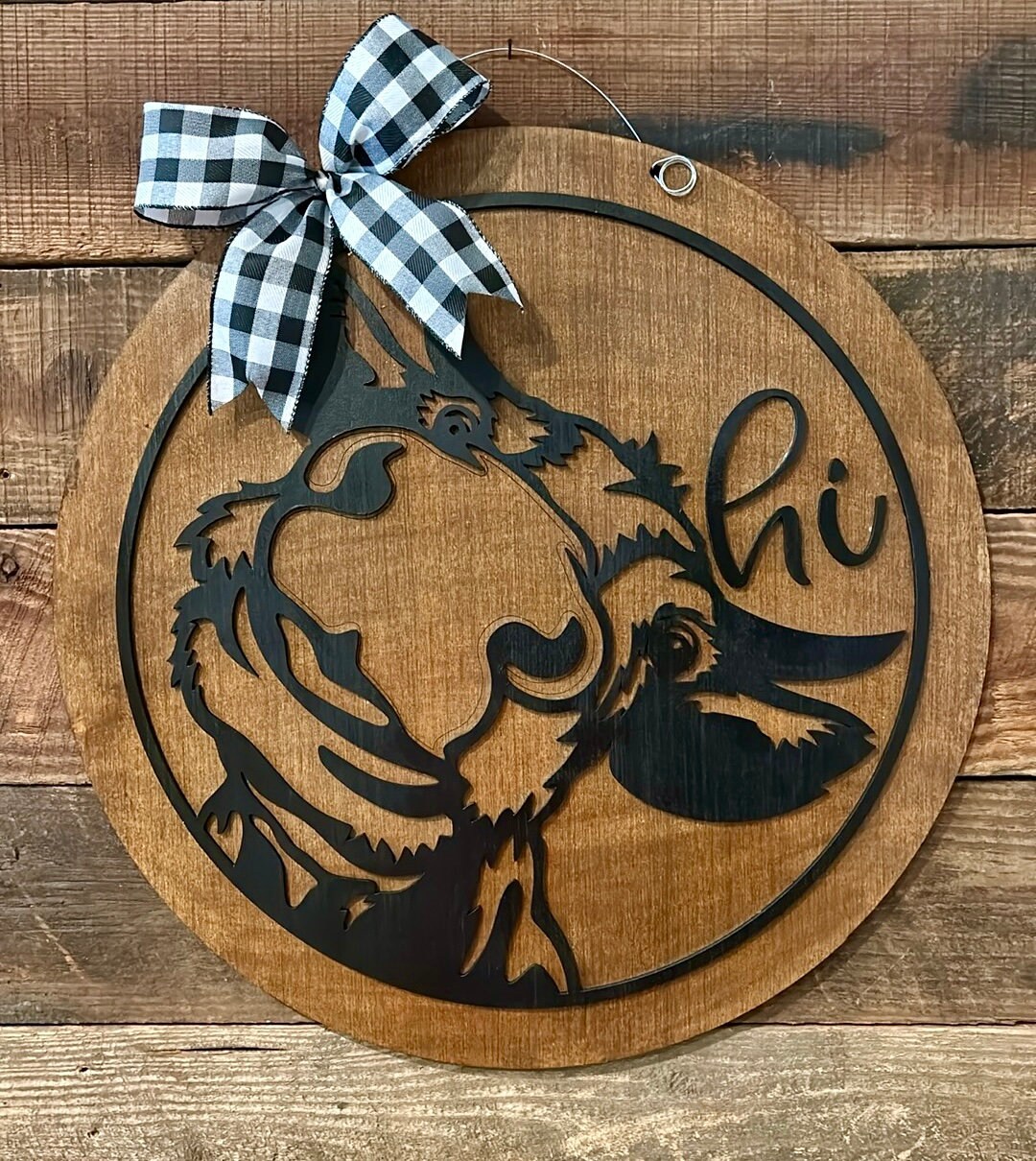 Highland Cow Door Hanger, Rustic Cow Front Door Sign, Farmhouse Porch ...