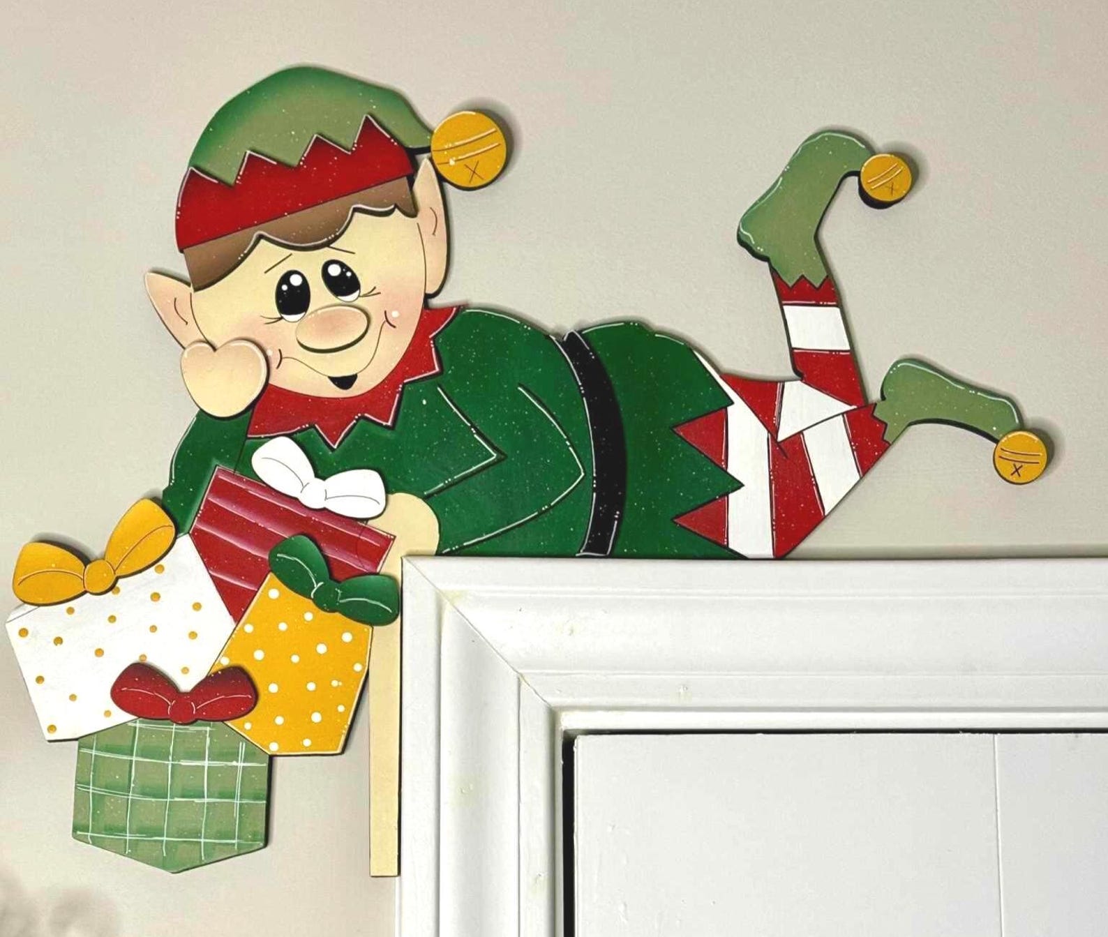 Christmas Elf Door Hanger SVG, Elf Over Door Digital Template, Holiday ...