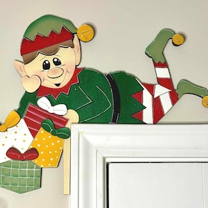 Christmas Elf Door Hanger SVG, Elf Over Door Digital Template, Holiday ...