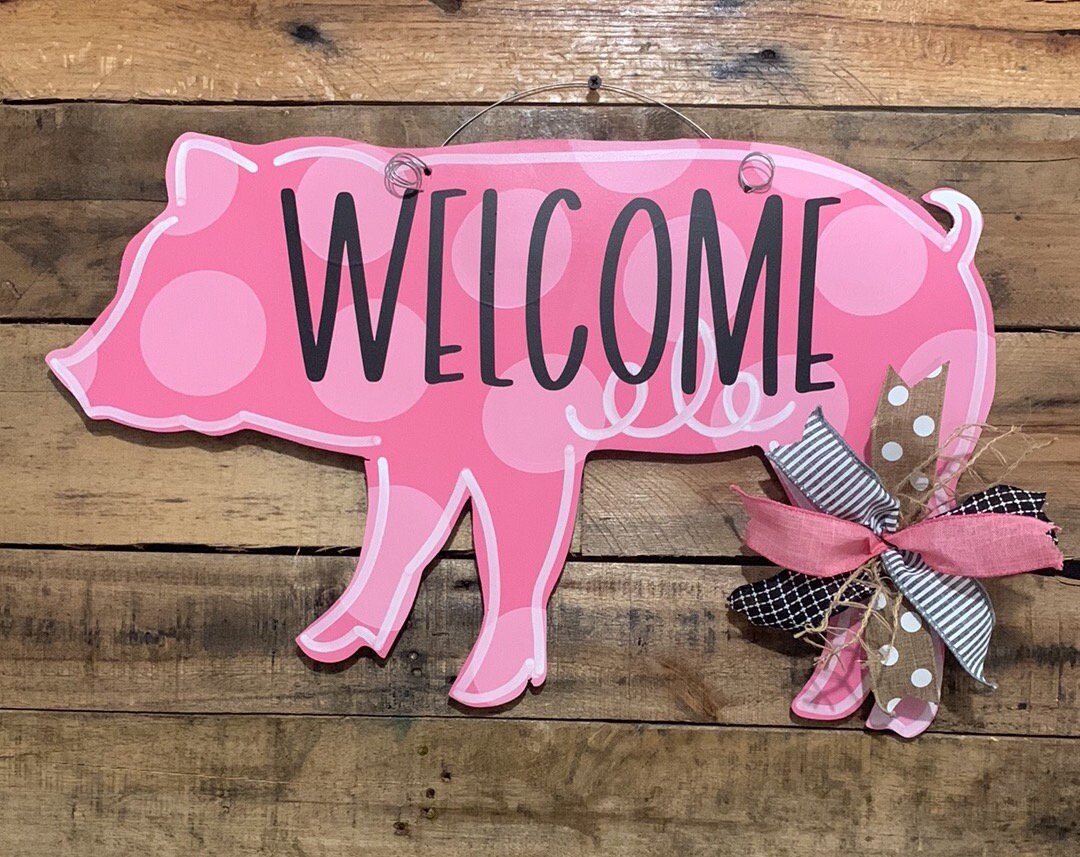 Pig Door Hanger - Door Decor - Everyday Decor - Farm Door Hanger - Etsy