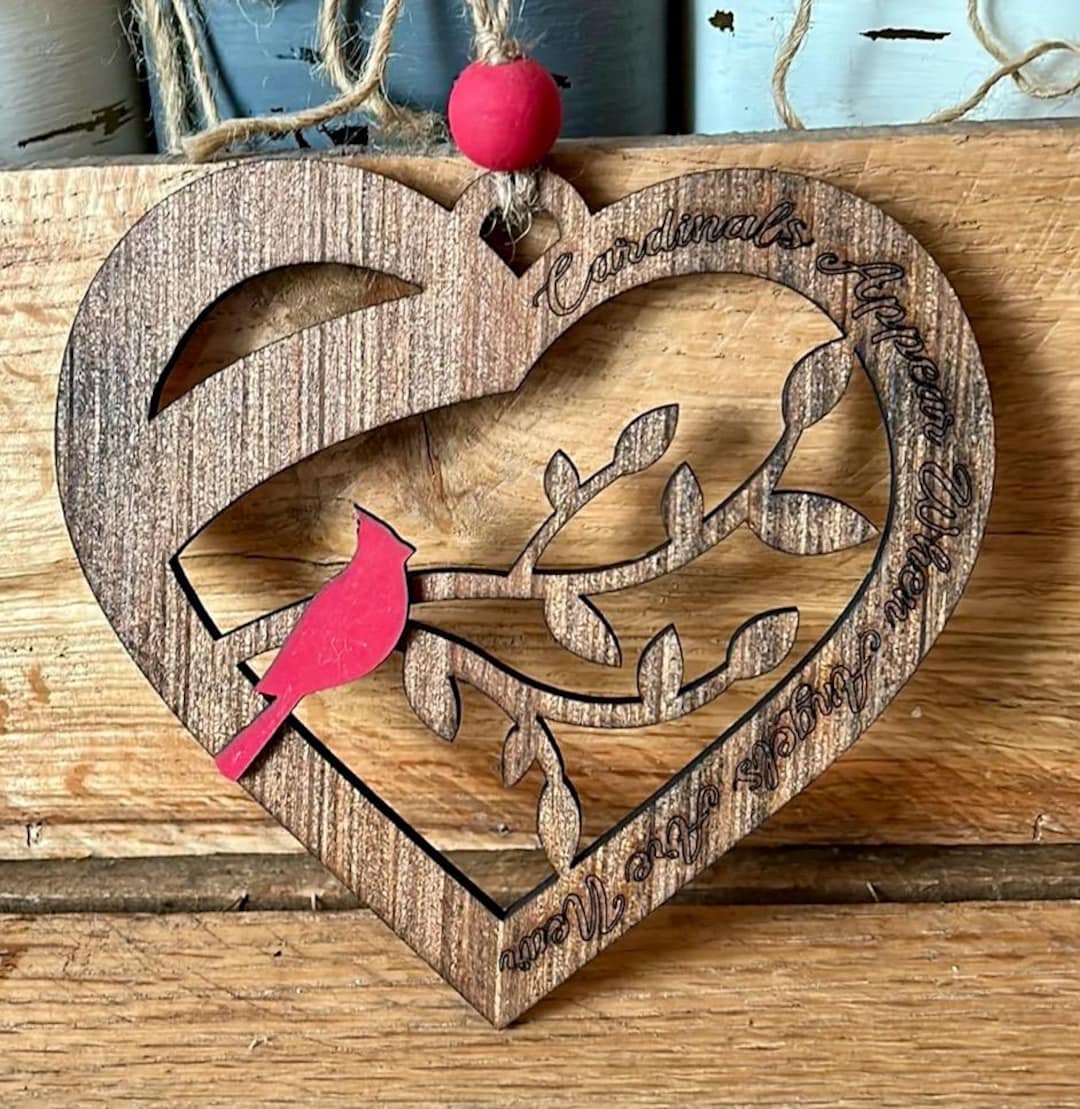 Cardinal Memorial Ornament, Heart Cardinal Ornament, Cardinals Appear ...