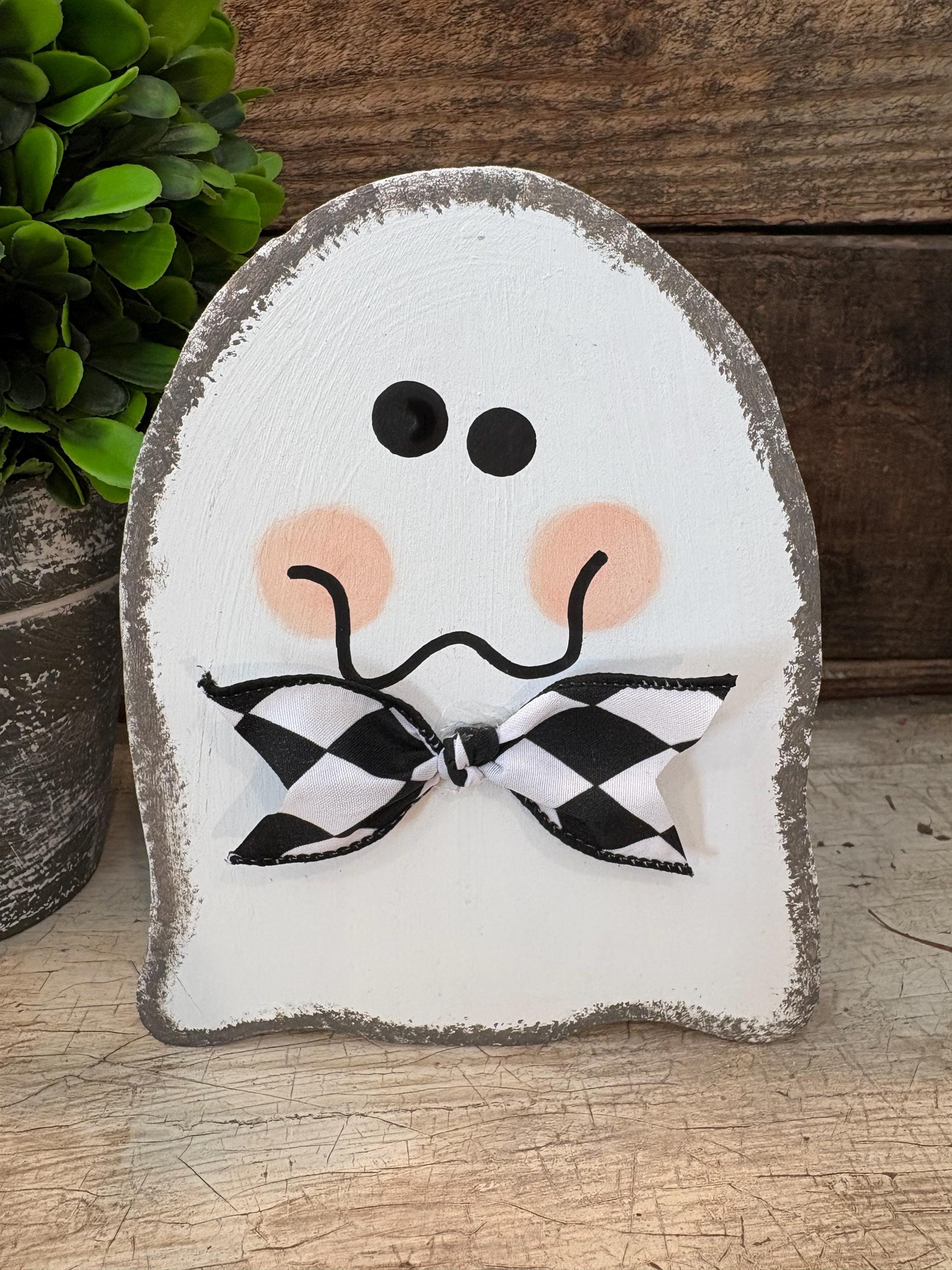 Handmade Wooden Ghost Shelf Sitters With Bows - Halloween Decor, Spooky ...