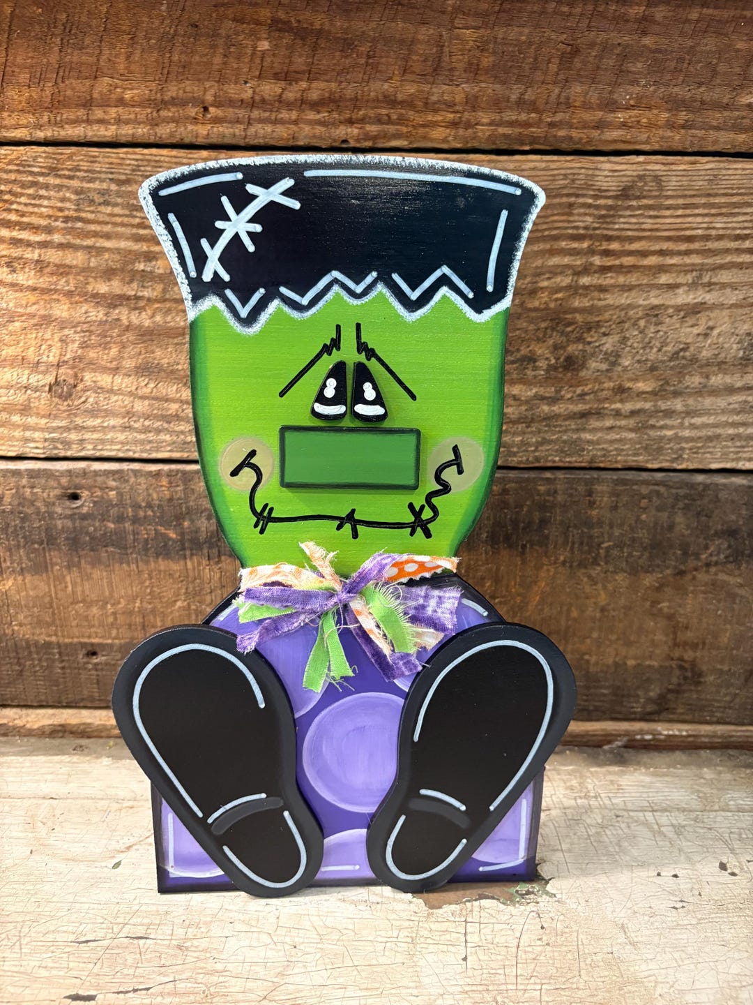 Frankenstein Halloween Shelf Sitter, Green Monster Fall Decor, Cute ...