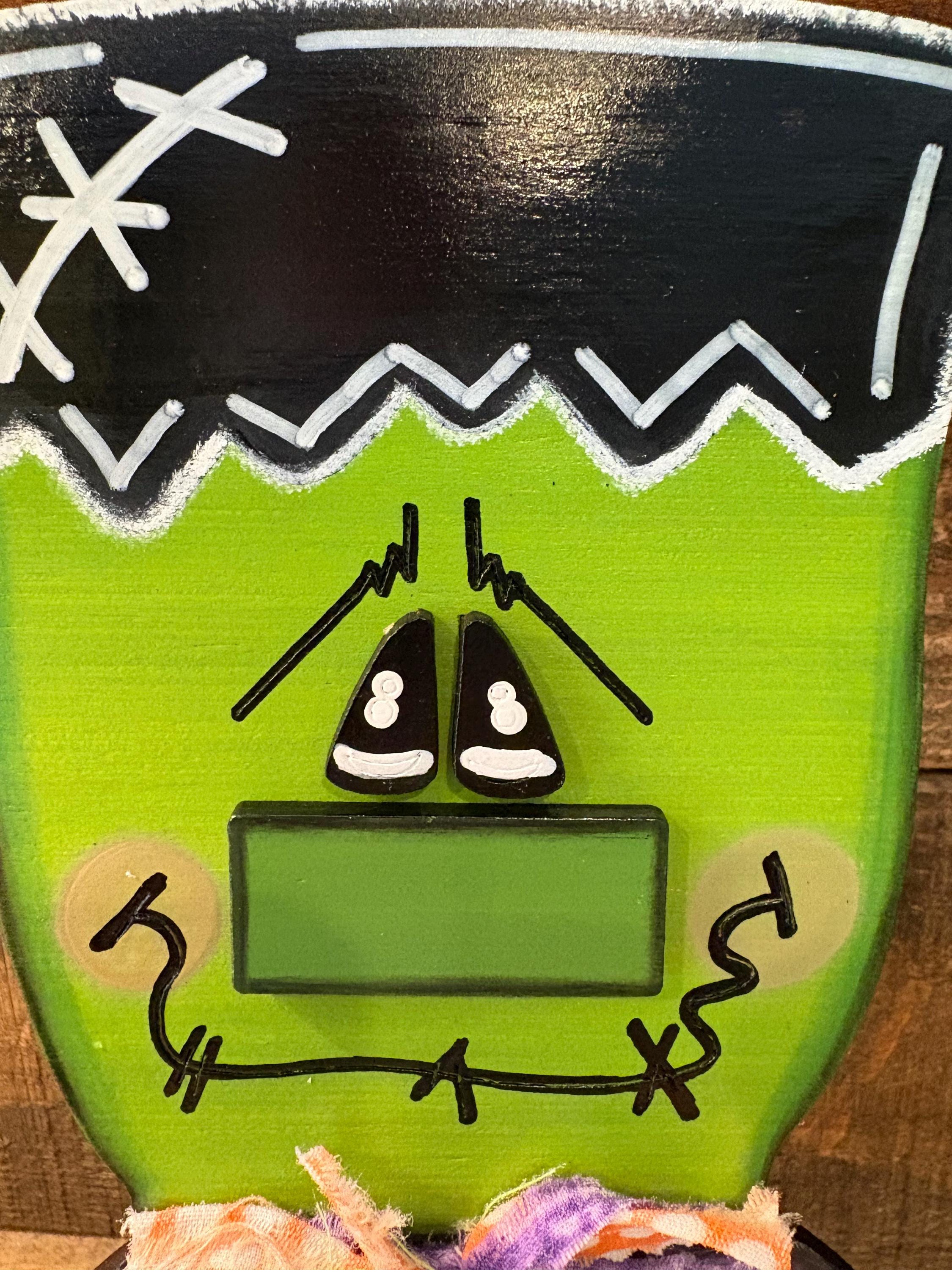 Frankenstein Halloween Shelf Sitter, Green Monster Fall Decor, Cute ...