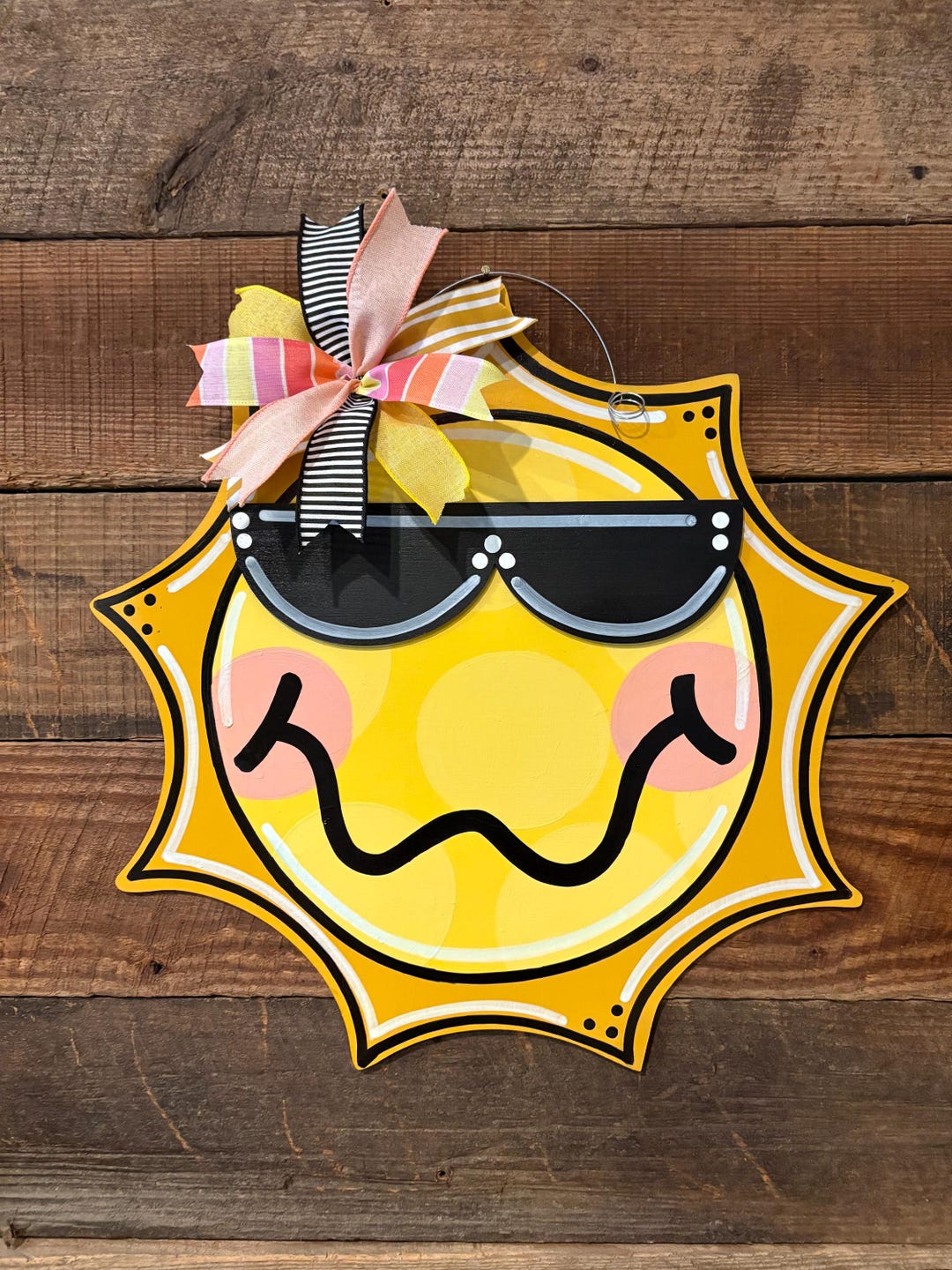 Smiley Sun SVG File for Door Hanger, Summer Sunshine SVG Cut File for ...
