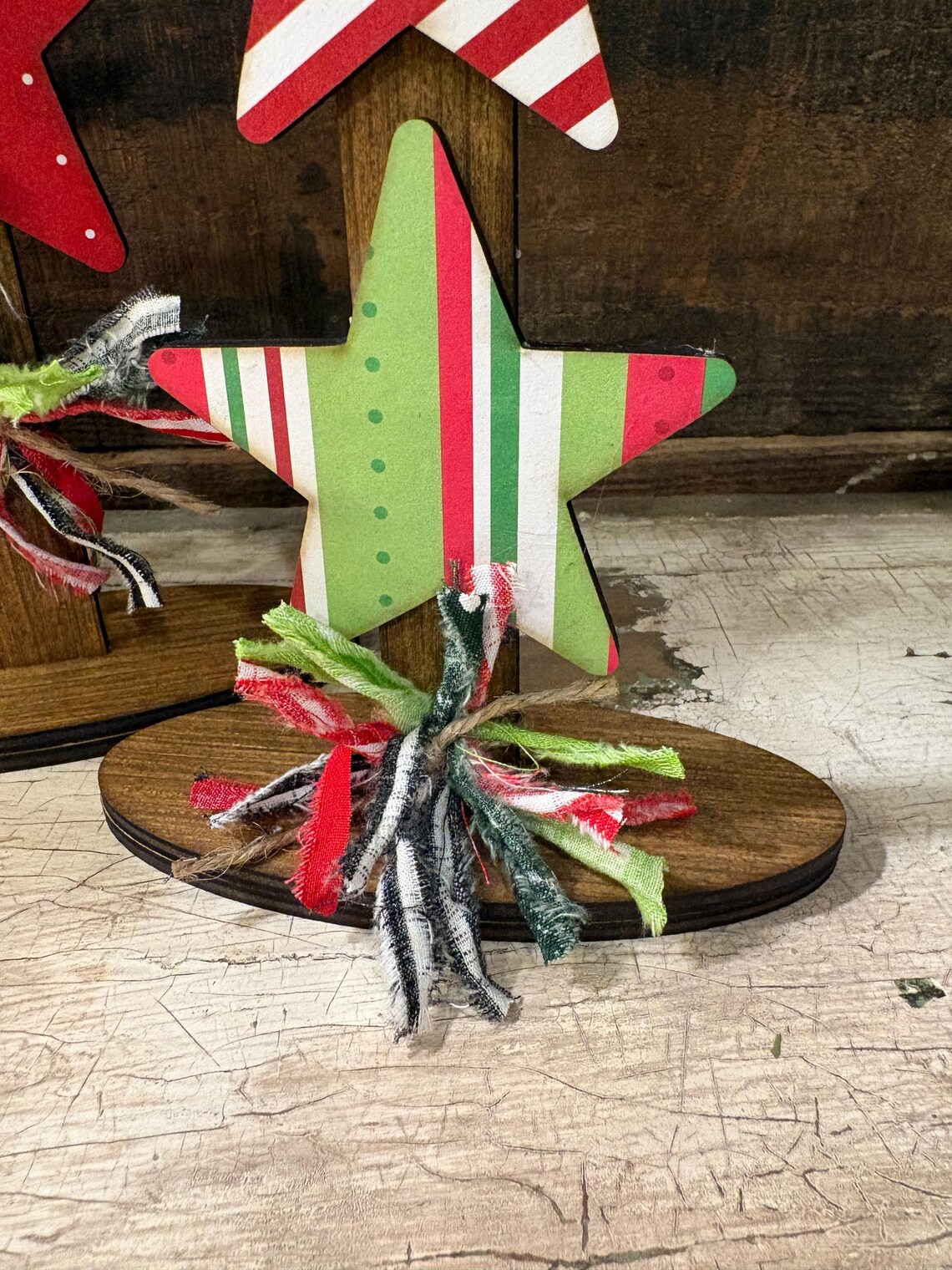 Stacked Wooden Christmas Stars, Rustic Holiday Shelf Decor, Farmhouse ...