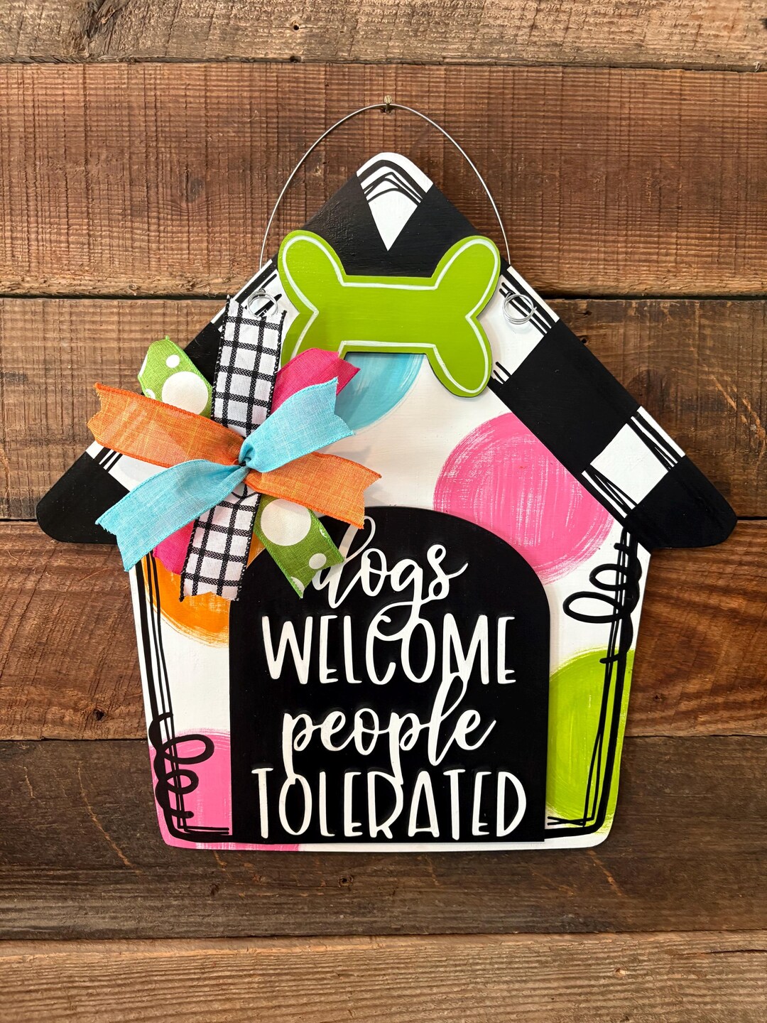 Dogs Welcome People Tolerated Door Hanger, Funny Dog Lover Porch Sign ...