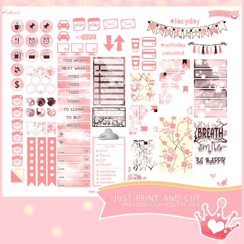Cherry Blossoms Planner Stickers Spring Weekly Kit Printable | Etsy