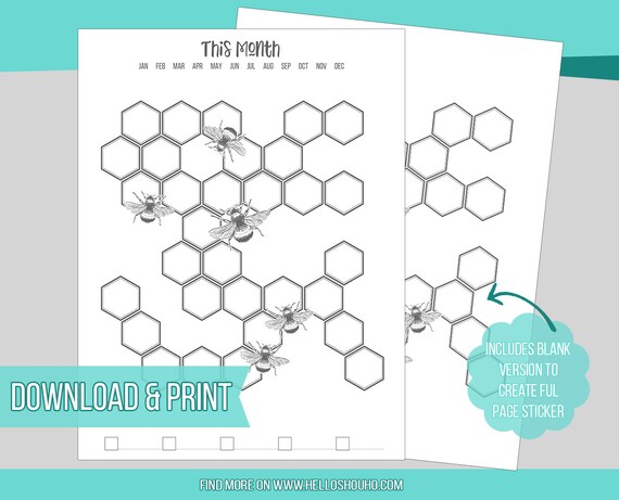 Bumble Bee Color Your Self Habit Tracker Productivity | Etsy